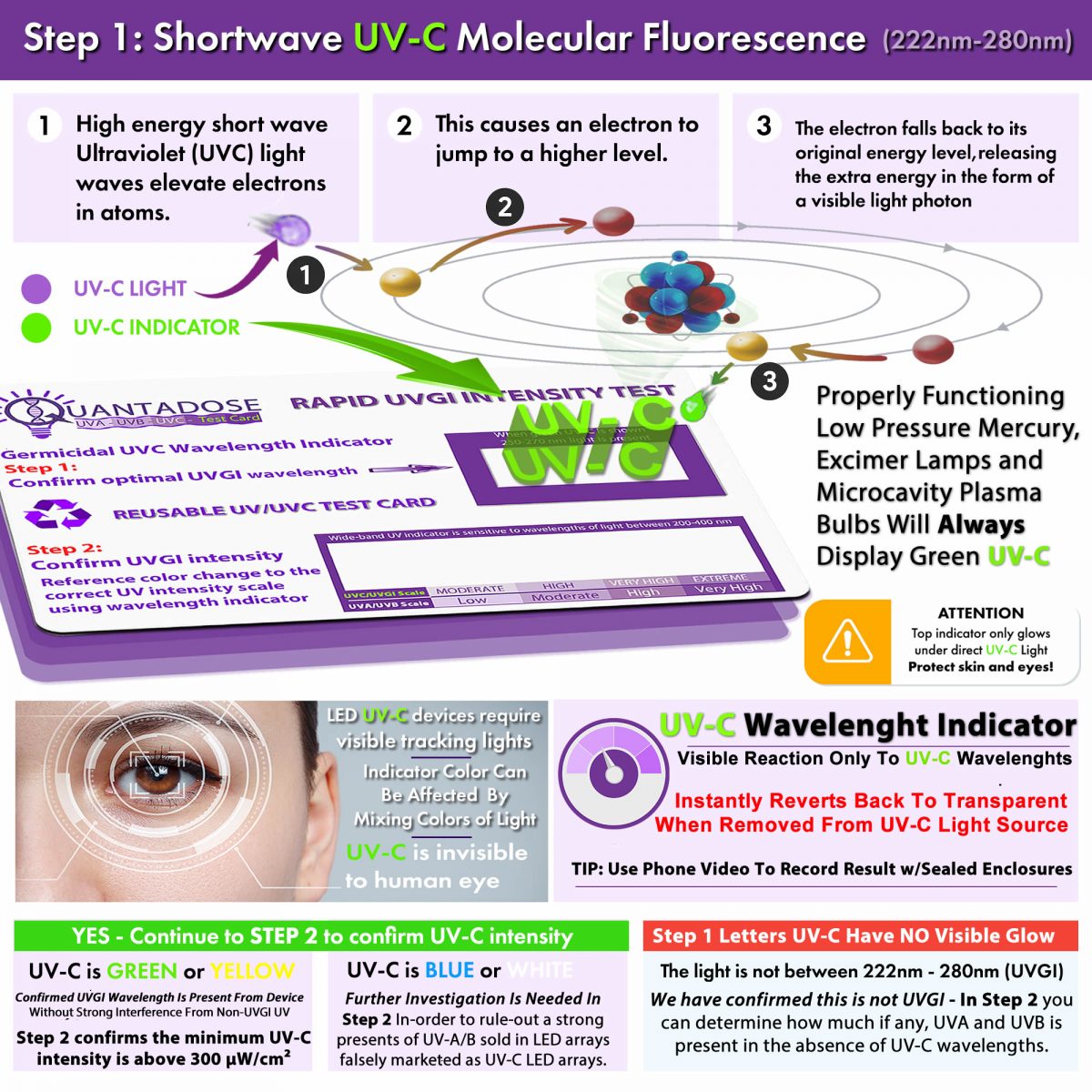 QuantaDose® 1st Edition Reusable 300 µW/cm² UVC Intensity Test Card ...