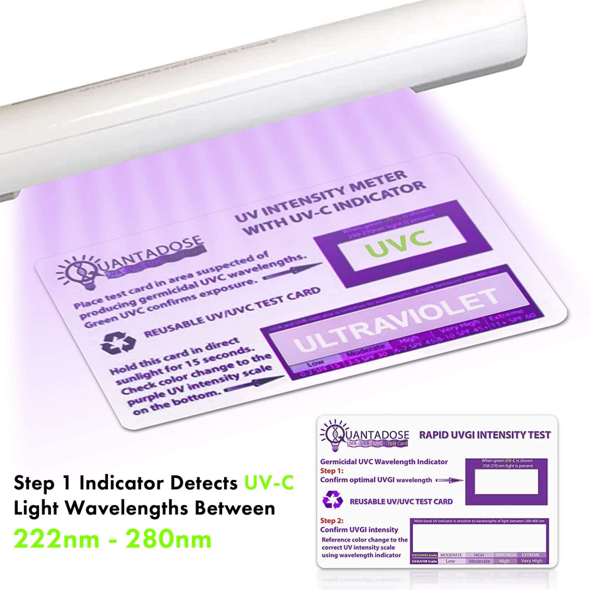 QuantaDose® (2pc) 1st & 2nd Edition Reusable UVC Test Cards 300 µW/cm² ...