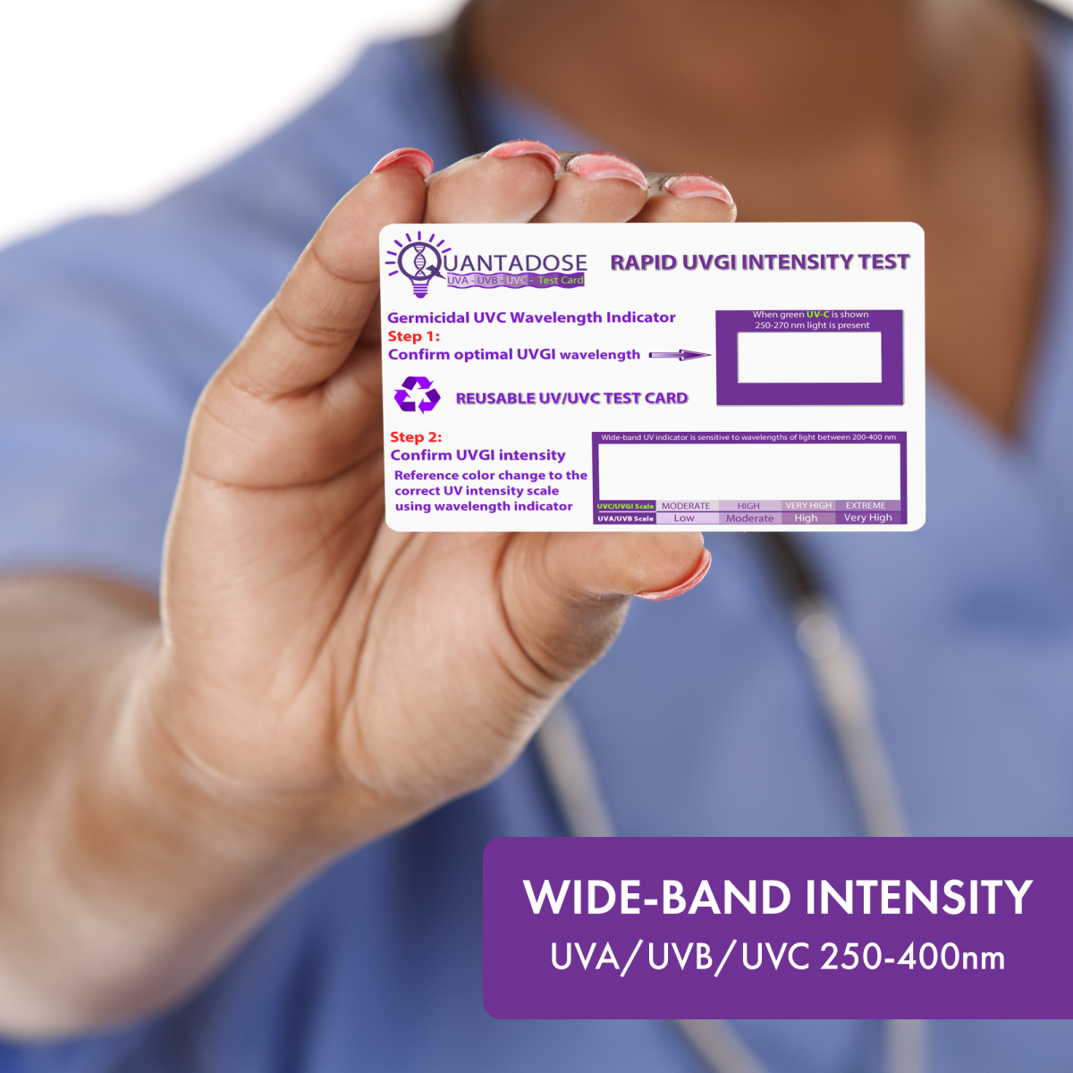 QuantaDose® 2nd Edition Reusable UVC Test Cards 300 µW/cm² Minimum ...