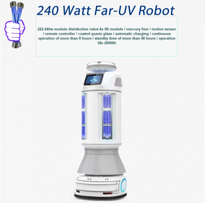 Far-UVC Disinfection Robot KrCl 240w Filtered 222nm ⋆ QuantaDose Far-UV ...